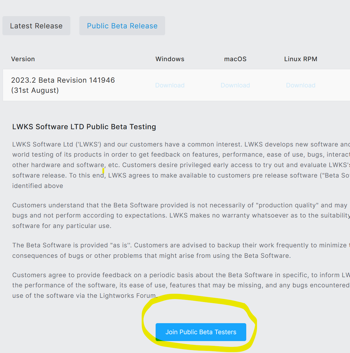 new beta version not downloded! | LWKS Forum