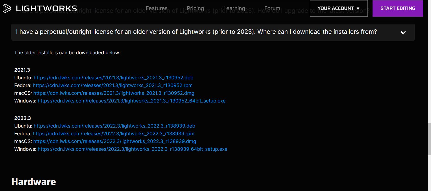 How to download previous version of Lightworks | LWKS Forum