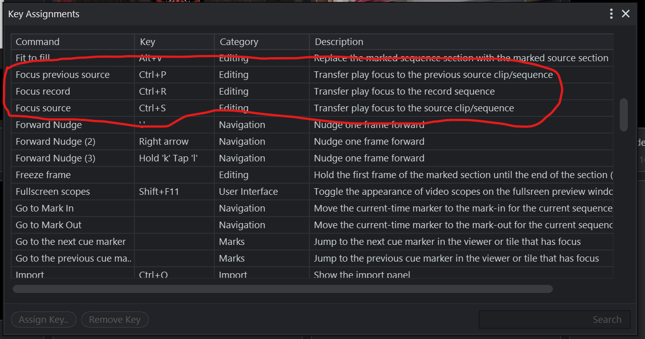 Shortcut (switching focus between source & sequence viewers)? | LWKS Forum